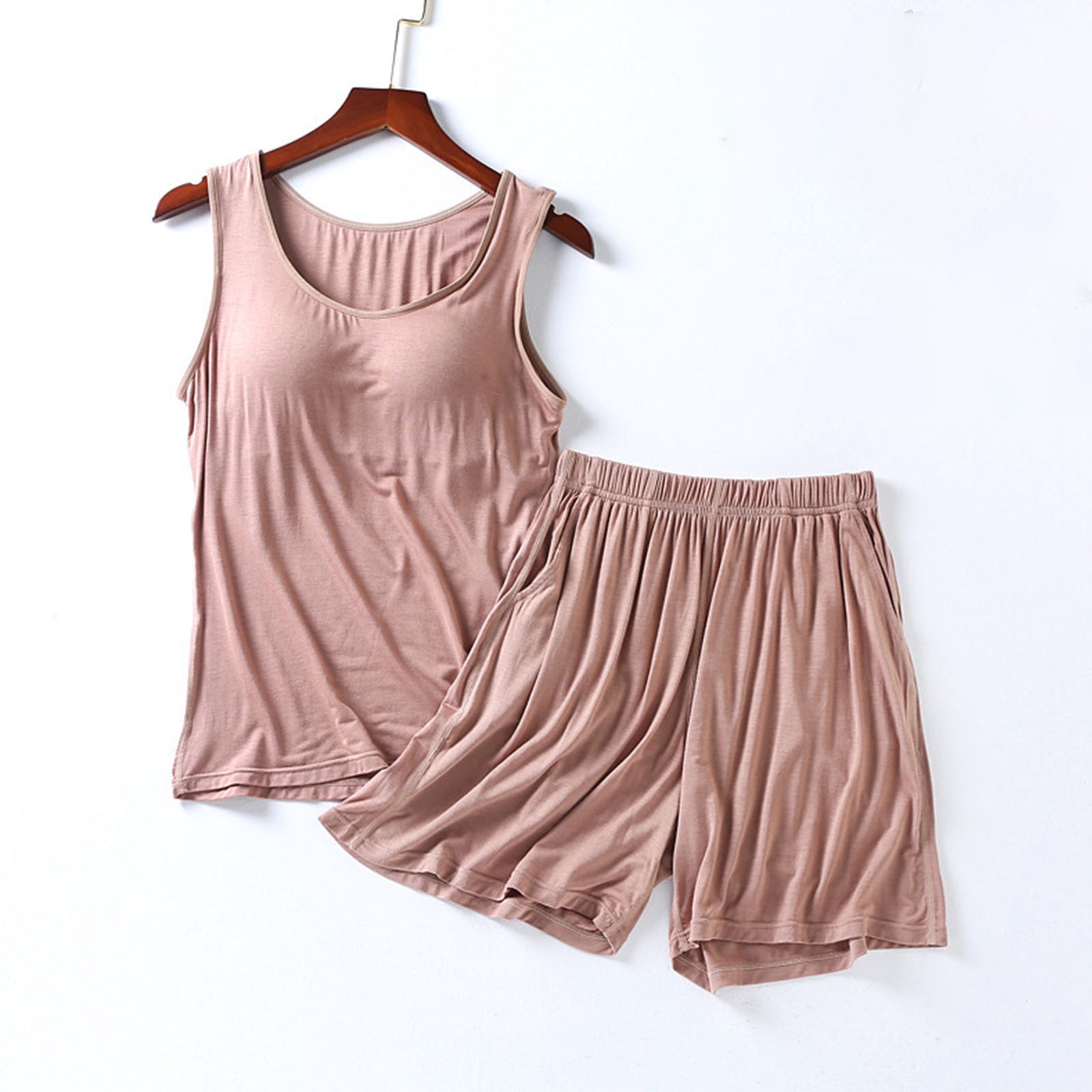 Ailaofu Womens Pajamas Sets Built in Bra Casual Short Sleeve Shirts ...