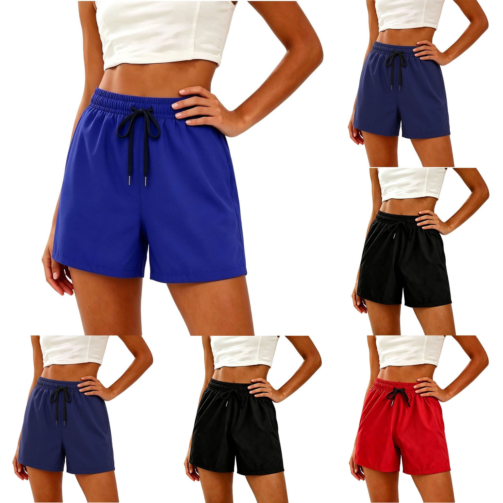 Ailaofu Womens Quick Dry Athletic Shorts Elastic Waist Drawstring ...