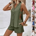 Ailaofu Womens Summer Two Piece Outfits Sleeveless V Neck Cutout Vest ...