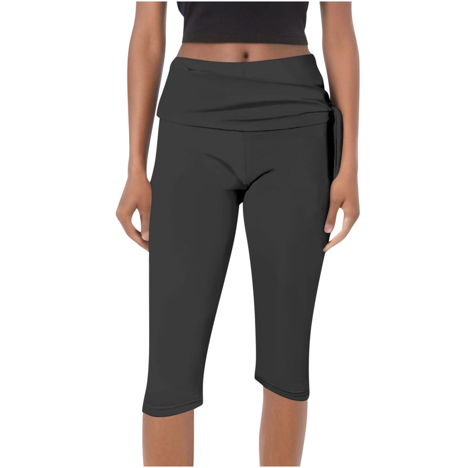 Ailaofu Womens Workout Capri Leggings No Front Seam High Waisted Hidden ...