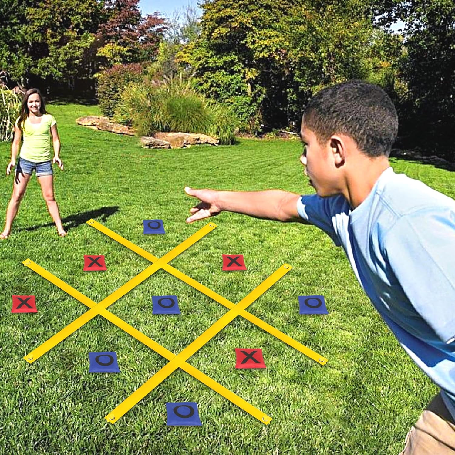 Aileqi Upgrade Giant Tic Tac Toe Game Outdoor, 4 ft x 4 ft Portable Tic ...