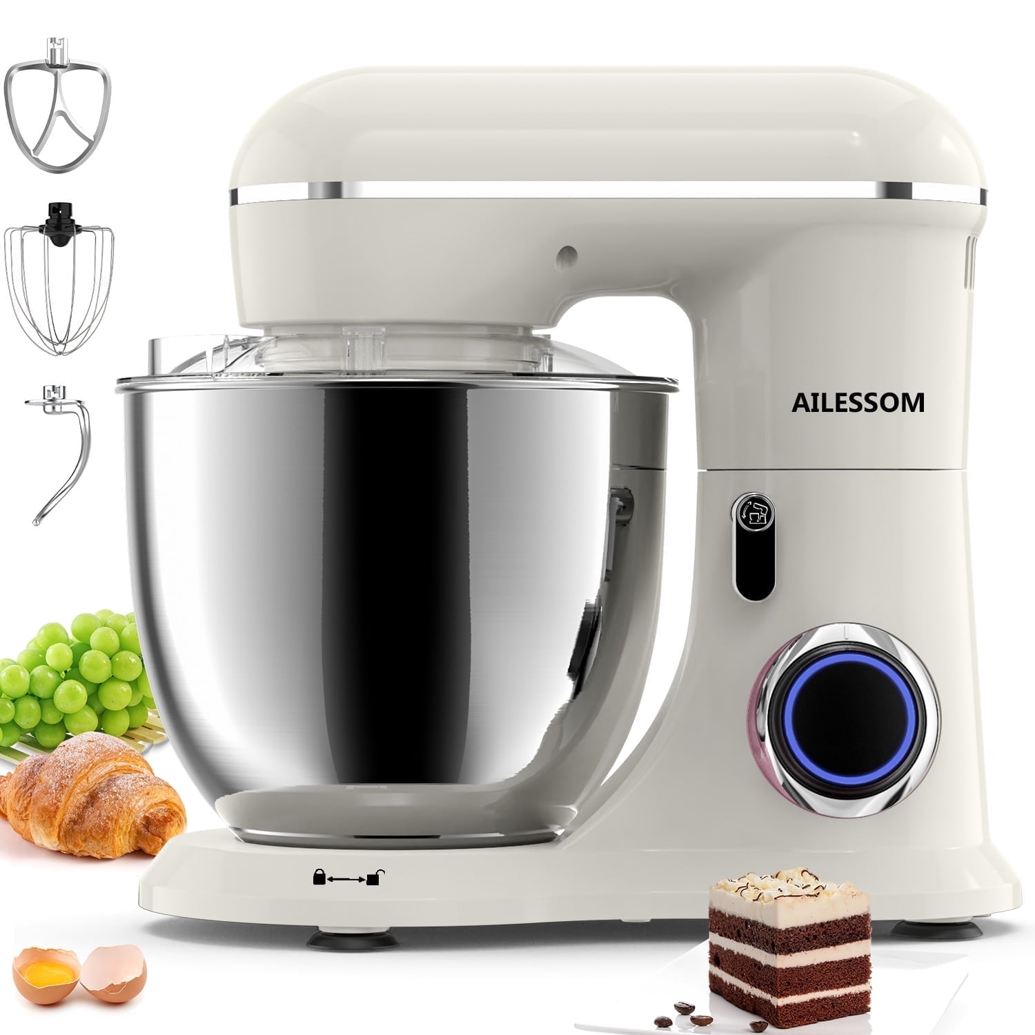 Ailessom New Stand Mixer,6-QT 10-Speed Tilt-Head Kitchen Electric Mixer ...