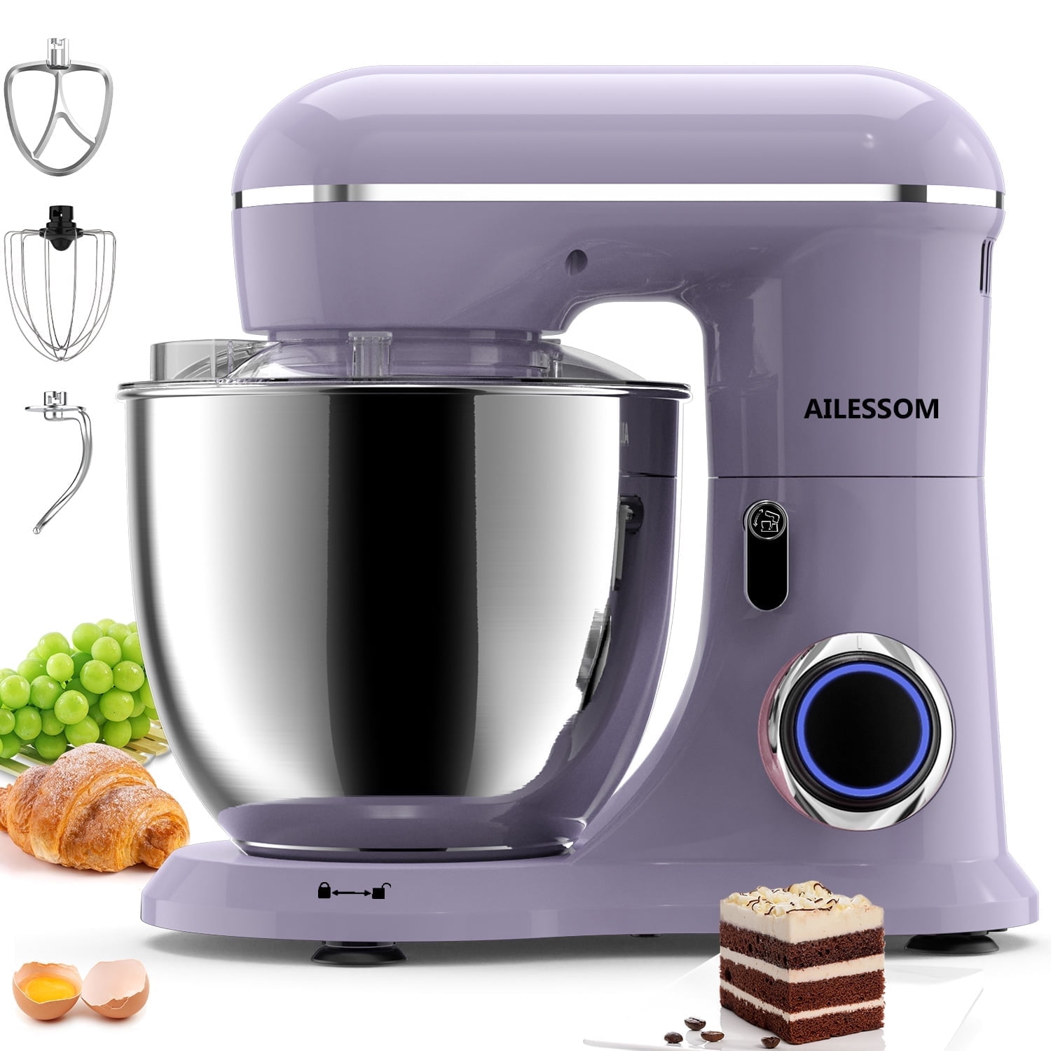 Ailessom New Stand Mixer,6-QT 10-Speed Tilt-Head Kitchen Electric Mixer ...