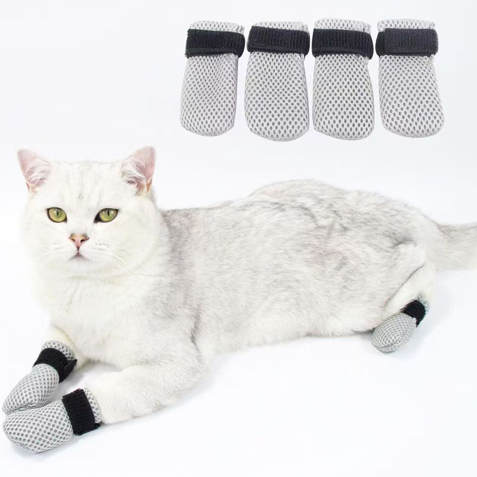 Ailezt Cat Booties AntiScratch Mittens 4 PCS Cat Covers Mesh Breathable ...