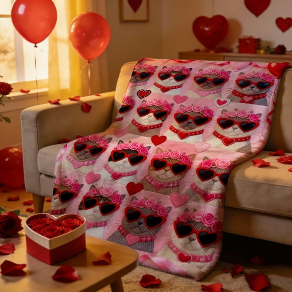 Ailezt Valentine's Day Animal Themed Cozy Flannel Throw Blanket For ...