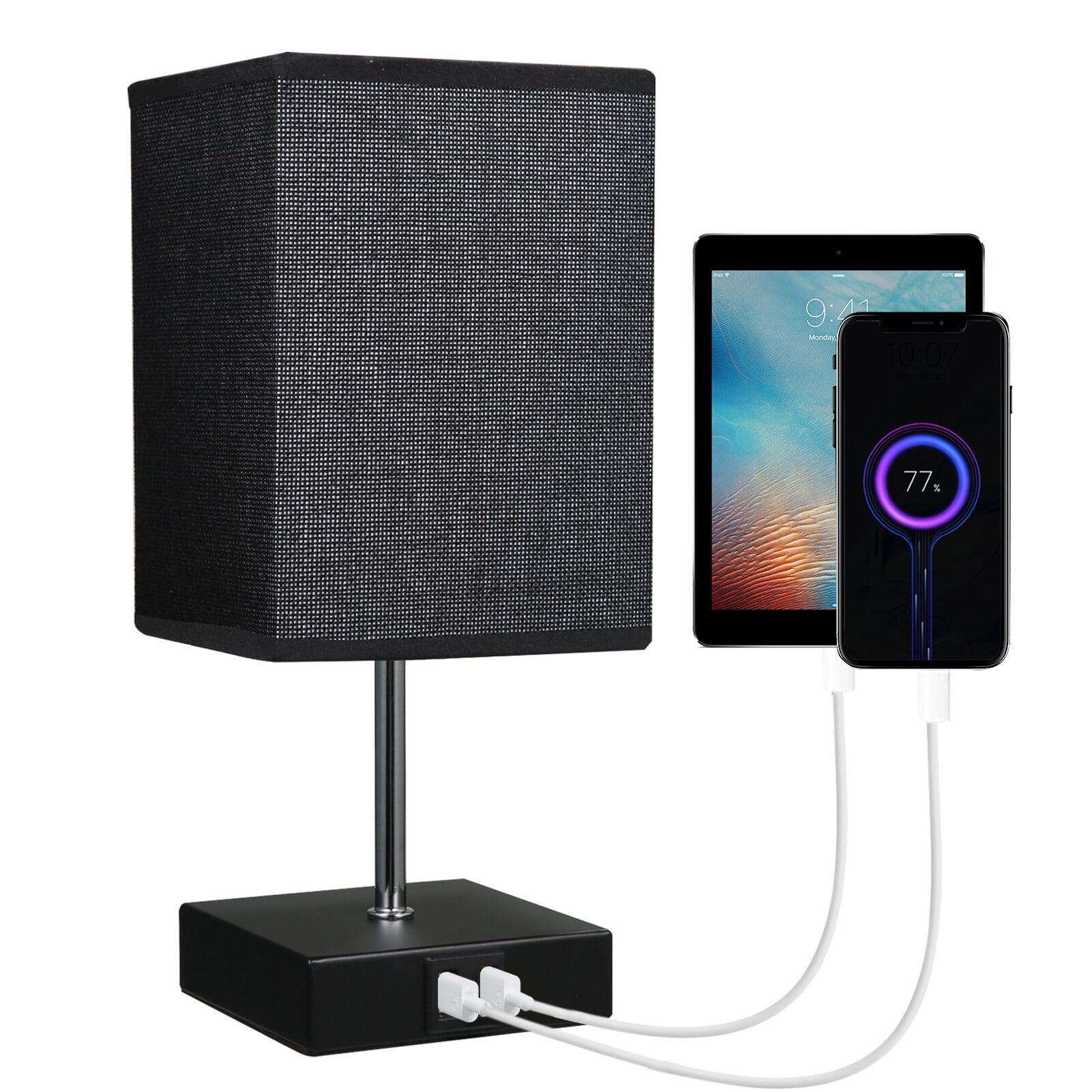 Ailgely Table Lamp Bedside Desk Lamp Modern Tabletop Lamp Dual USB ...