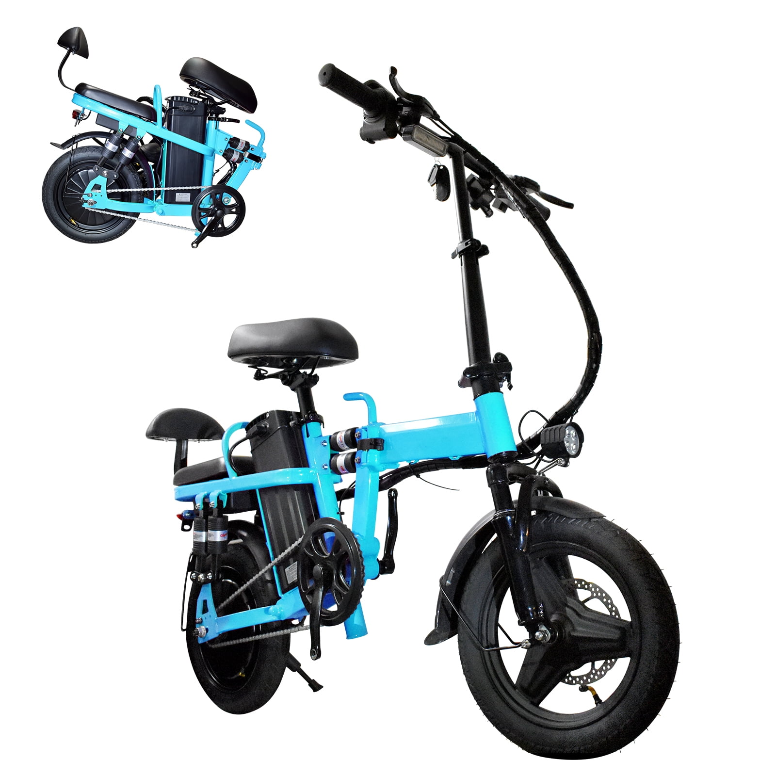Ailife A9 14" Folding Compact Bike with 500W Motor, 48V 20Ah Battery ...