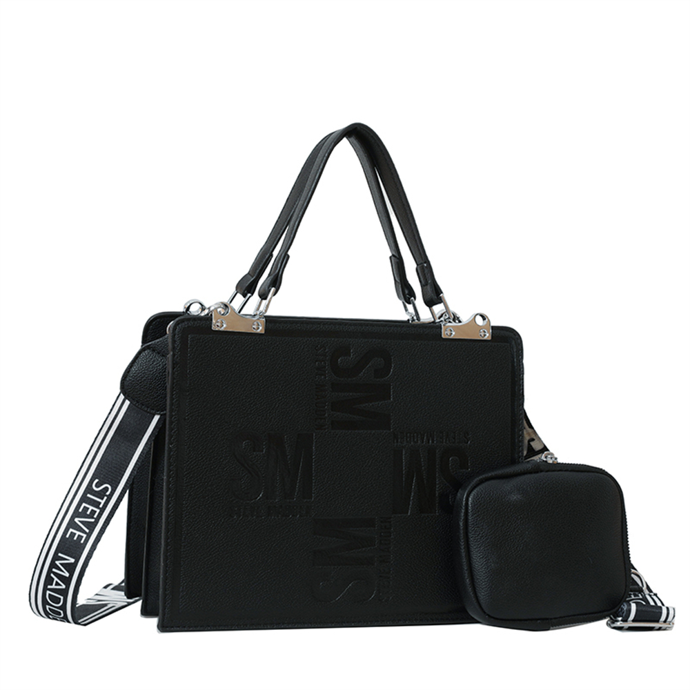 No Boundaries Women's Contemporary Top Handle Handbag, Black - Walmart.com