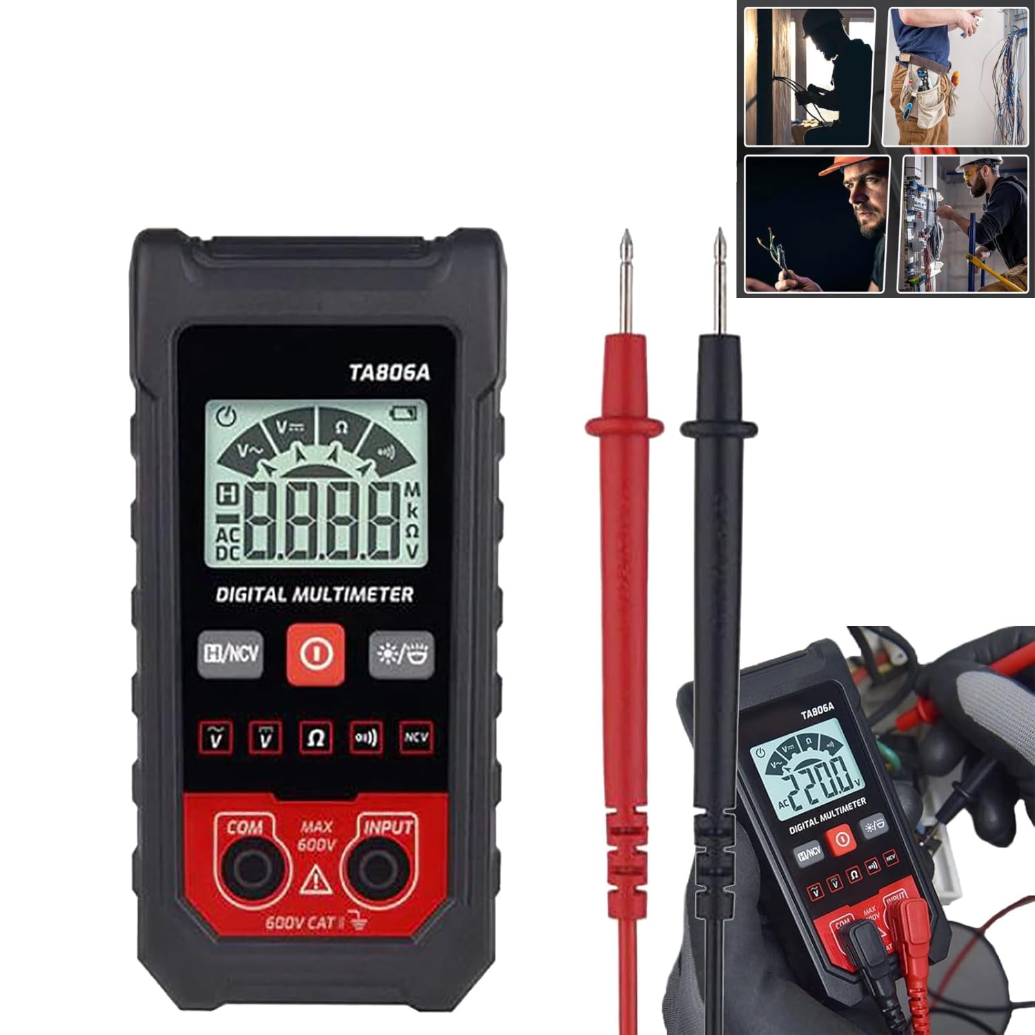 Ailsion Multimeter, Compact Digital Multimeter Tester with Automatic ...