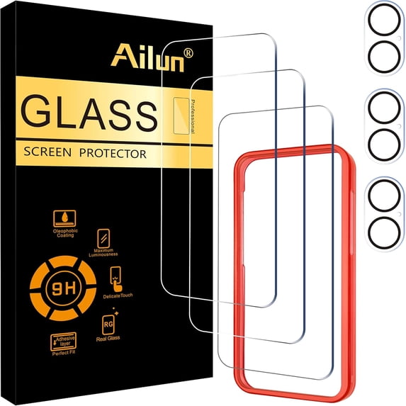 Ailun 3 Pack Screen Protector for iPhone 16 [6.1 inch] + 3 Pack Camera ...