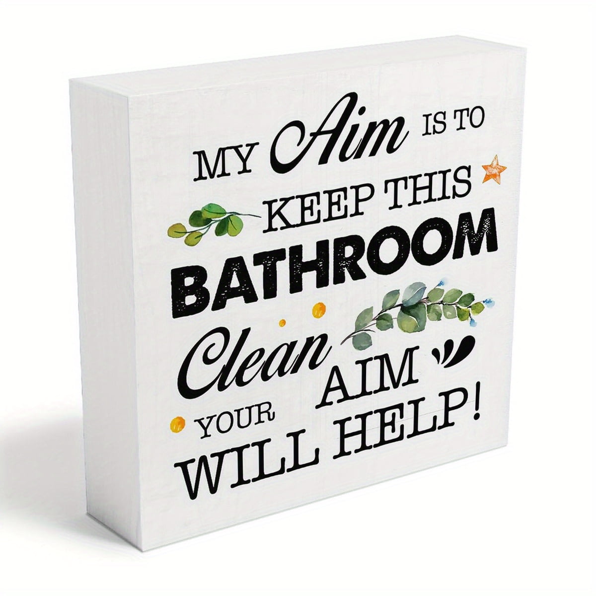 My Aim is to Keep This Bathroom Clean Humorous Wooden Box Sign - Rustic Decor for Home、Office ...