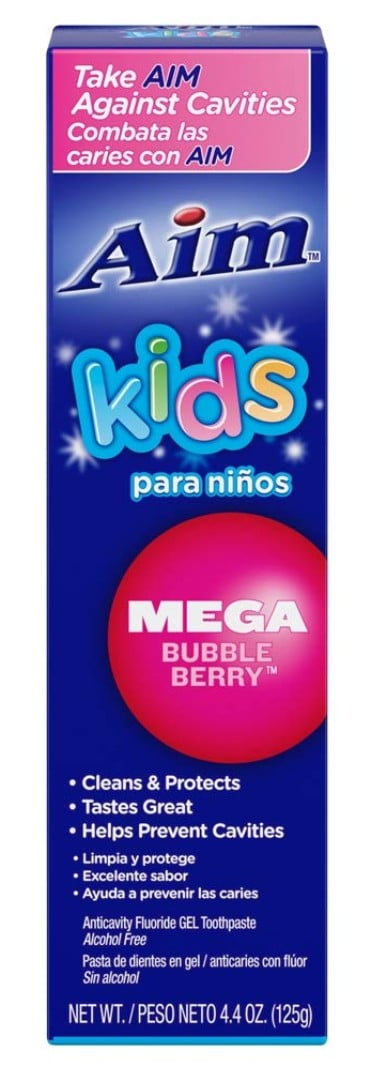 Aim Kids Toothpaste Mega Bubble Berry 4.4oz (Pack of 3) - Walmart.com