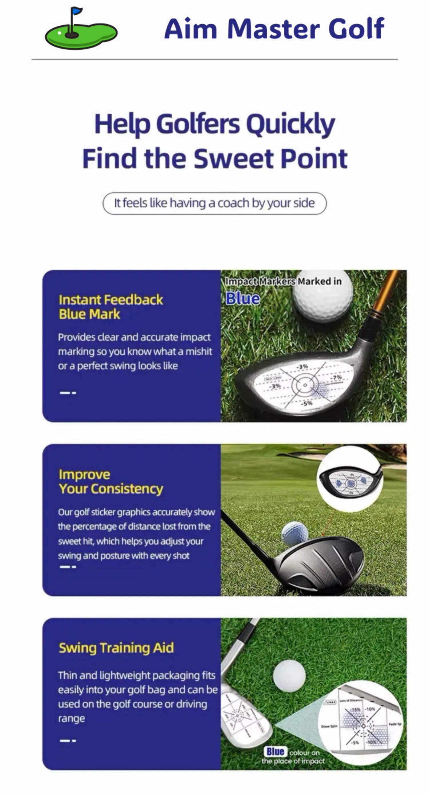 Aim Master Golf Club Impact Sticker Tape - Walmart.com