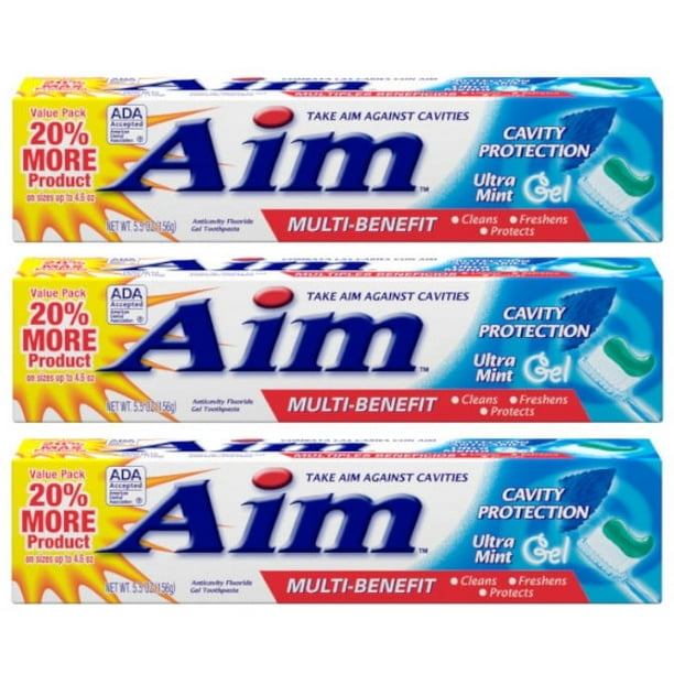 Aim Multi-Benefit Cavity Protection Gel Toothpaste, Ultra Mint 5.50 oz ...