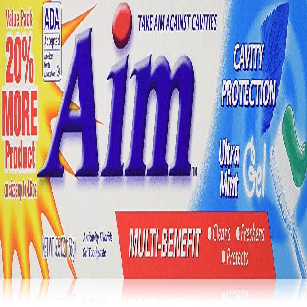Aim Multi-Benefit Cavity Protection Gel Toothpaste, Ultra Mint 5.50 oz ...