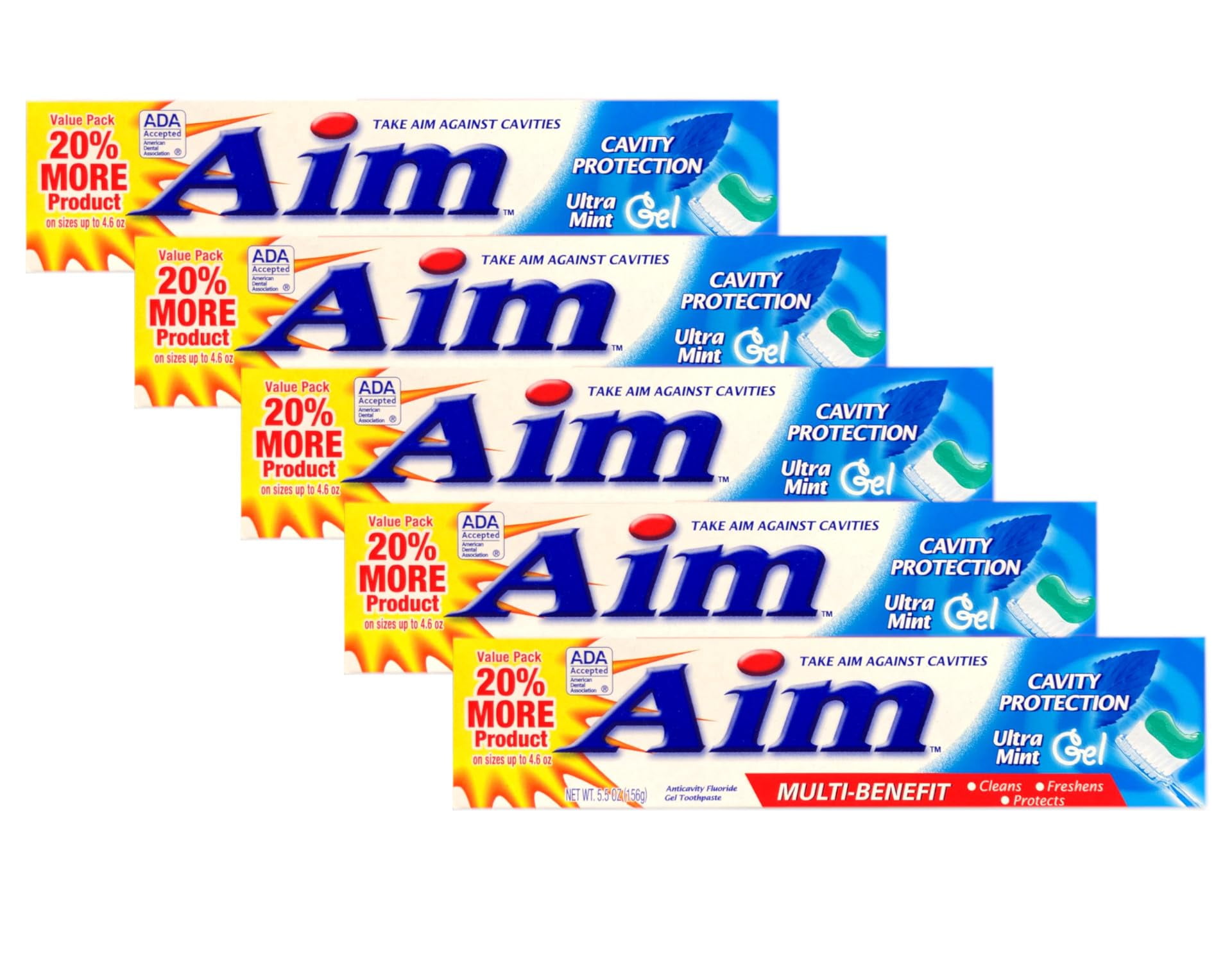 Aim Multi-Benefit Ultra Mint MMF7 Cavity Protection Gel- 5.5 Oz (Pack ...