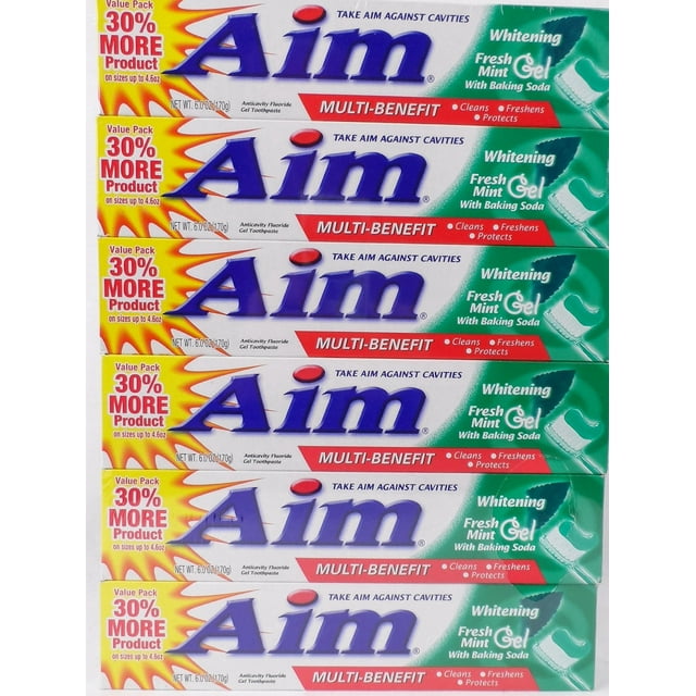 Aim Toothpaste 6 oz OIF8 Tube (pack of 6) Fresh Mint gel - Walmart.com