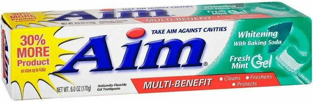 Aim Whitening Anticavity Fluoride Toothpaste Gel Fresh Mint - 5.5 oz ...