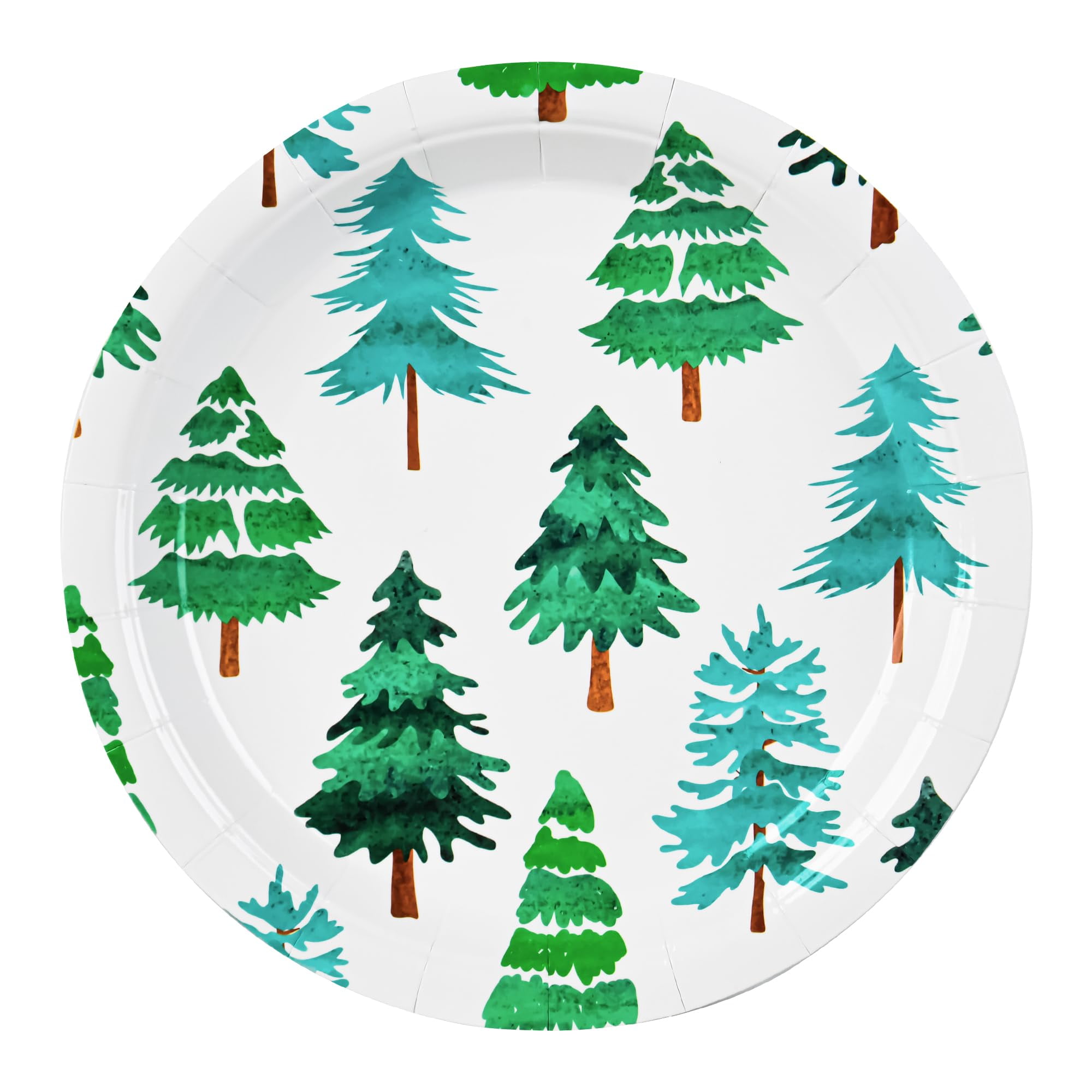 AimFun 24Pcs Christmas Tree STF9 Paper Plates Pine Trees Party Dessert ...