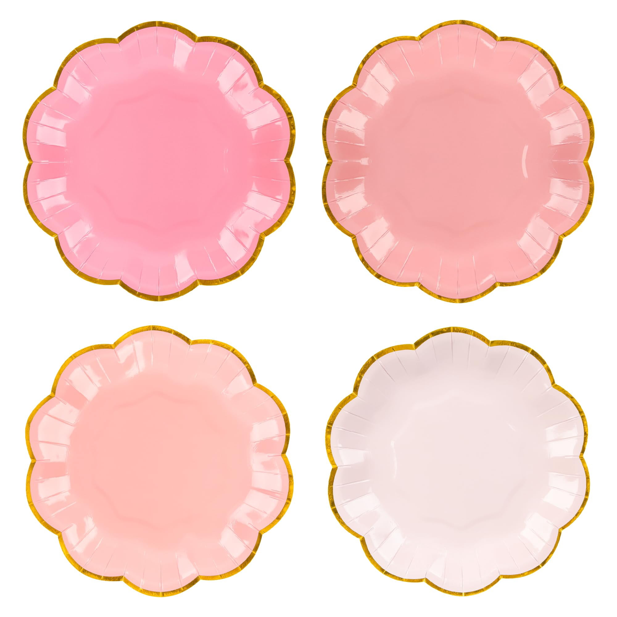 AimFun Gradient Pink Dessert OKA4 Plates - 7inch Gold Foil Scalloped ...