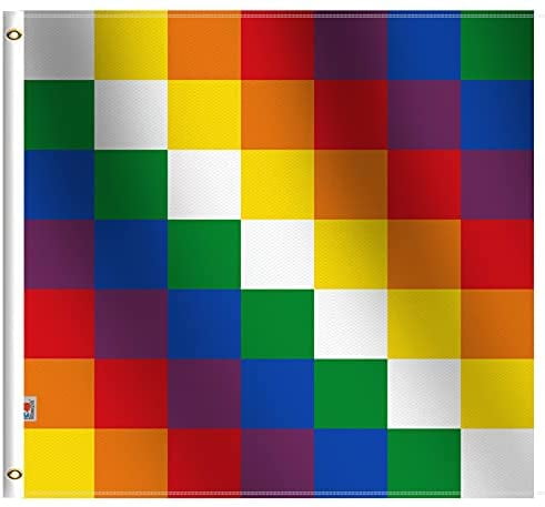 Aimara Wiphala Qullasuyu Andean Tribal Flag, 3Ply Polyester Heavy Duty ...