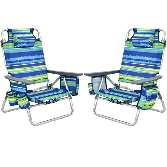 "Tommy Bahama Backpack Beach Chair 2-Pack, 5-Position Recline, Aluminum ...