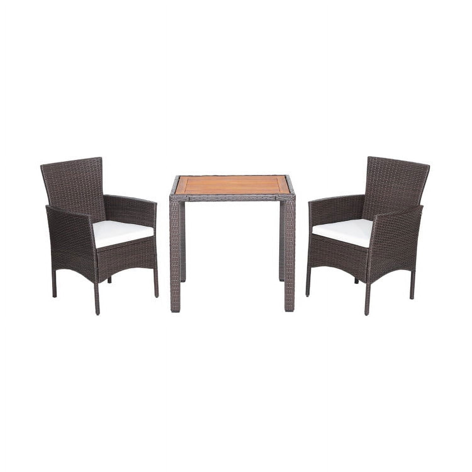 Aimee Lii 3 Pieces Patio Wicker Furniture Set with Acacia Wood Table ...