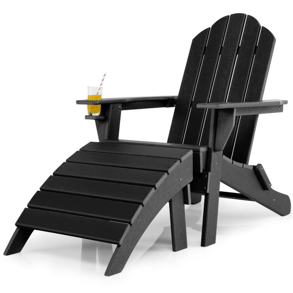 Aimee Lii Adirondack Folding Ottoman with All Weather HDPE, Outdoor ...