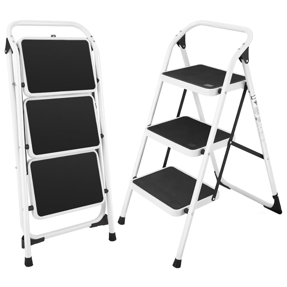 Aimee Lii Folding 3-Step Ladder with Handgrip and Anti-Slip Platform ...