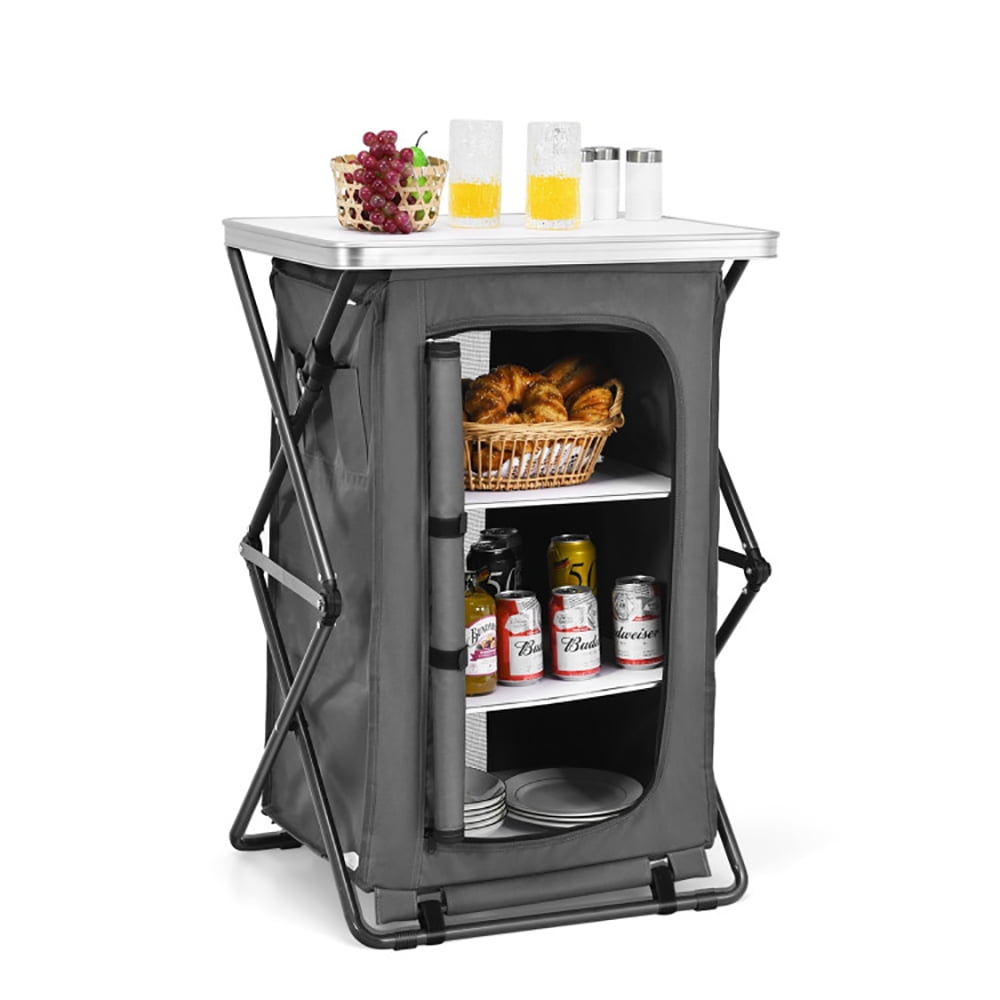 Aimee Lii Folding Camping Storage Cabinet with 3 Shelves and Carry Bag ...