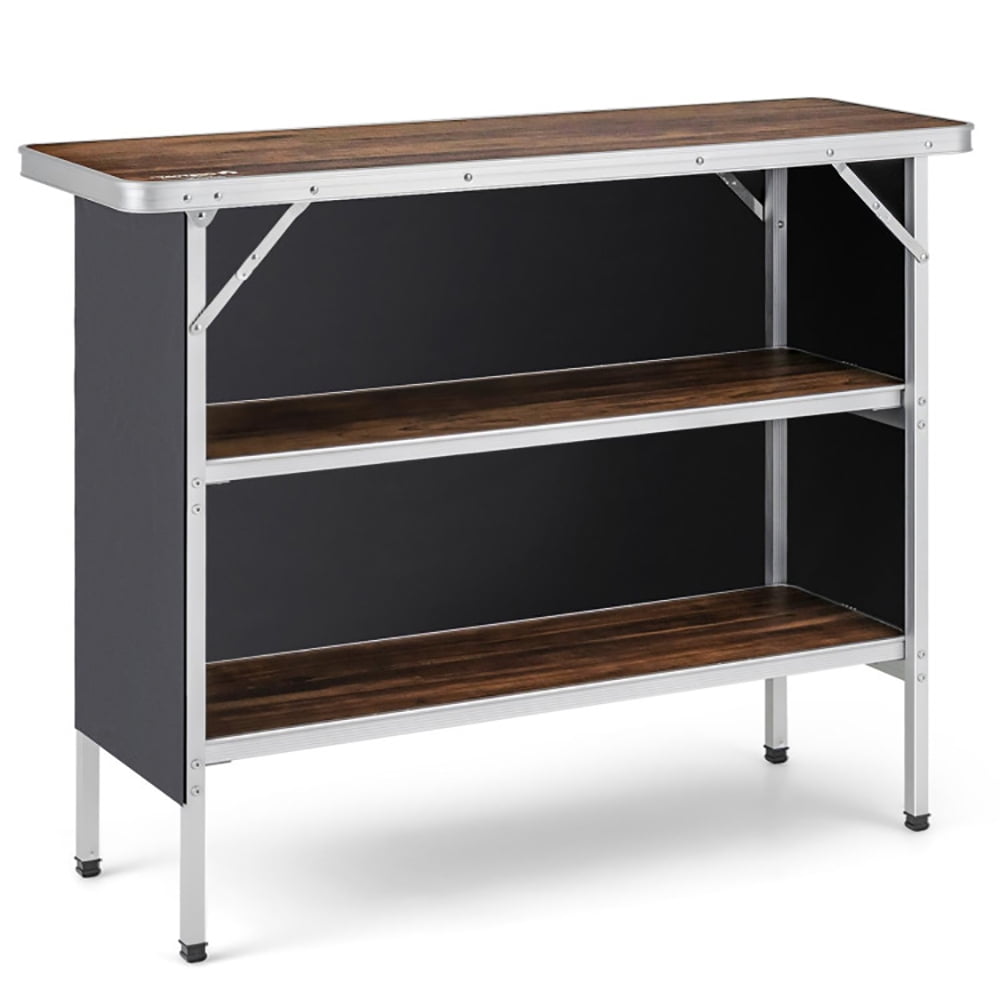 Aimee Lii Folding Camping Table with 2-Tier Open Shelves for Outdoor ...