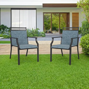 UDPATIO Set of 2 High Back Patio Chairs, Weather-Resistant Outdoor ...