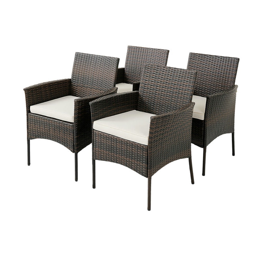 Aimee Lii Set of 4 Patio PE Wicker Dining Chairs with Seat Cushions and ...