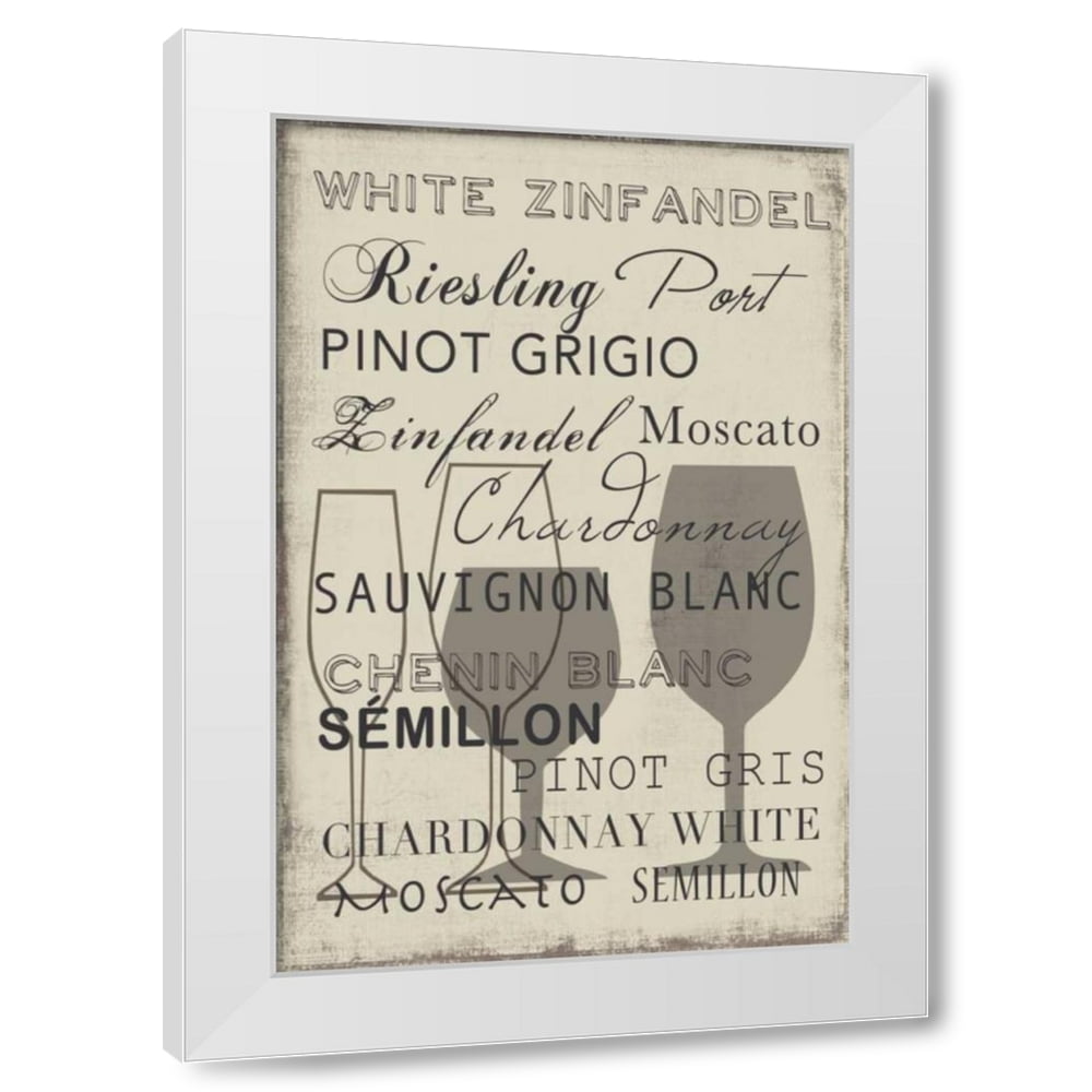 Aimee Wilson 4x14 White Modern Wood Framed Wall Art Titled - White Wine ...