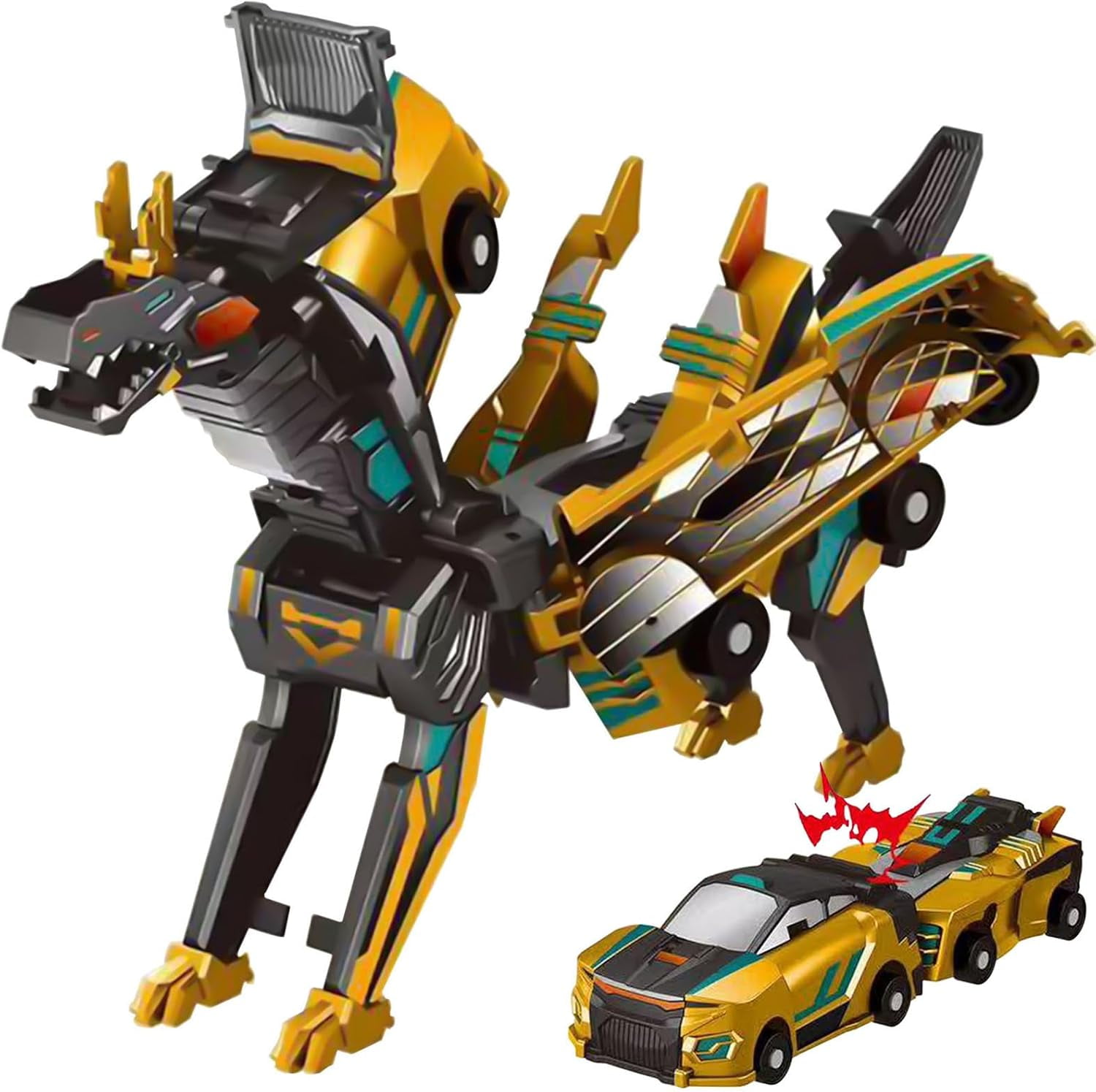 Aimery Dinosaur Transforming Car Toy, Magnetic Cars Transform into ...