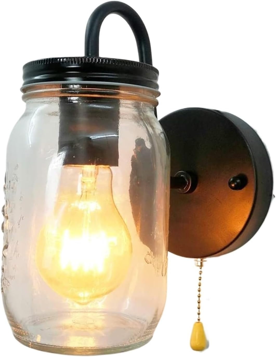 Aimery Retro Wall Light Mason Jar Wall Sconce with Pull Chain Switch Farmhouse Wall Lamp, Rustic ...