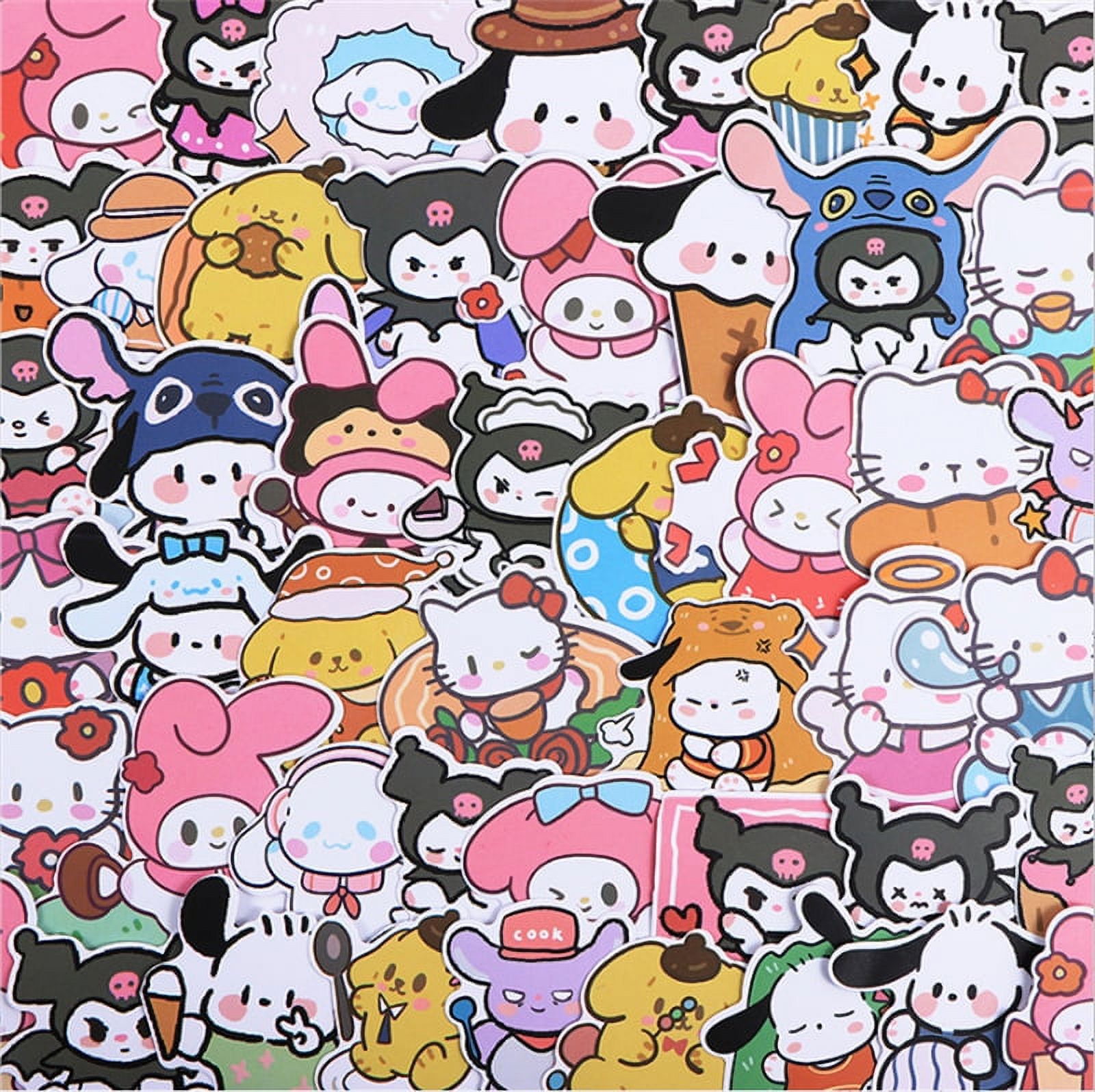 Aimey 50/100Pcs Sanrio Sticker Kawaii Hello Kitty Kuromi Melody Cinnamoroll Laptop Skin DIY ...