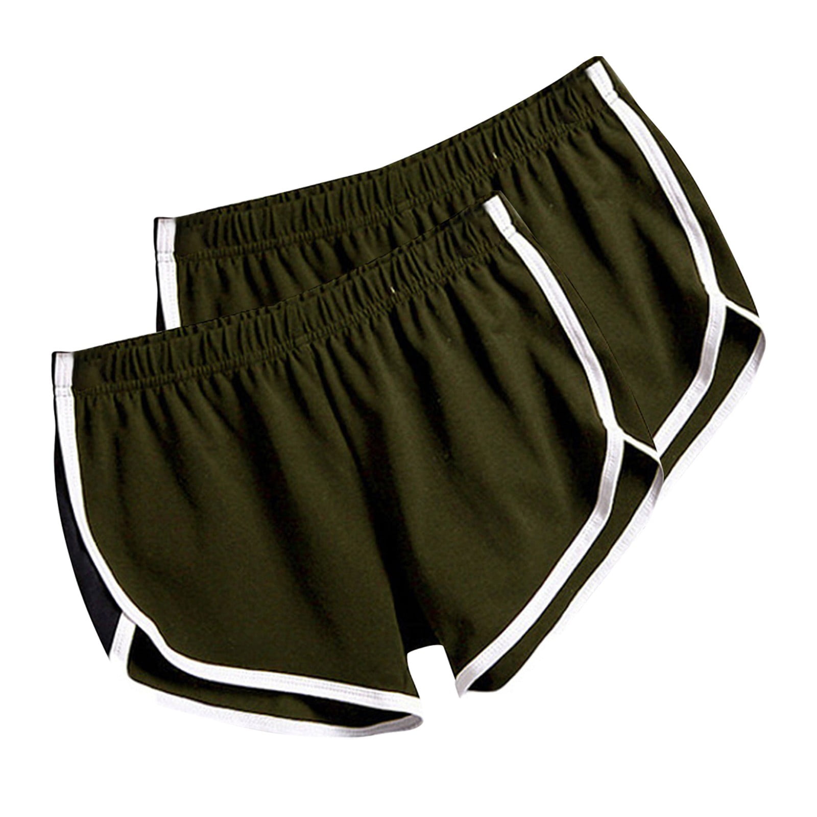 Aimik 2 Pack Women Contrast White Trim Athletic Shorts Elastic Waist ...