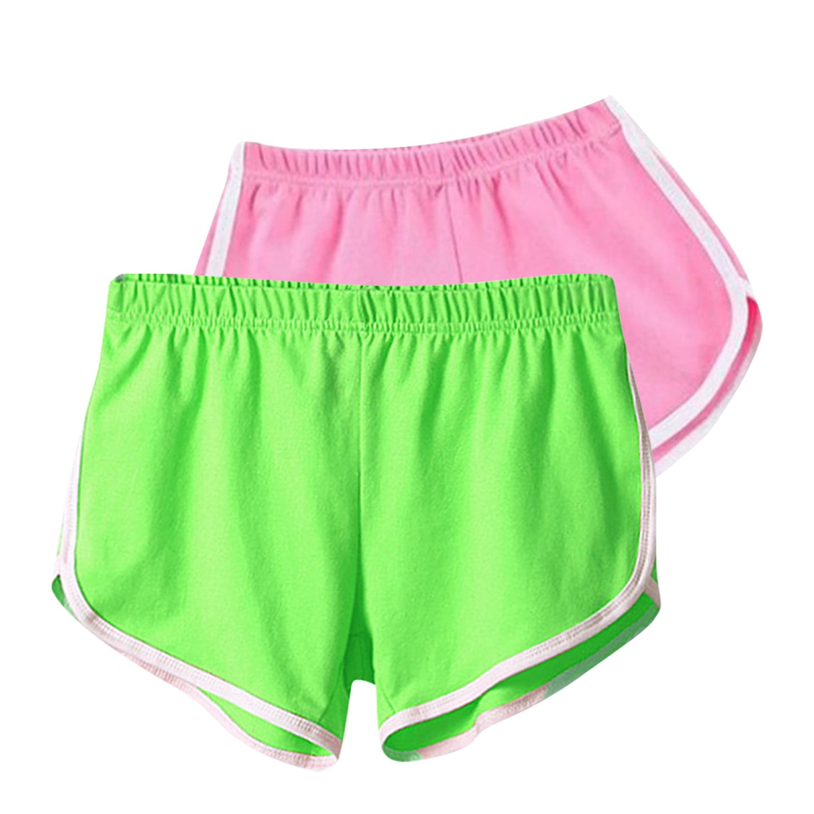 Aimik 2 Pack Women Contrast White Trim Athletic Shorts Elastic Waist ...