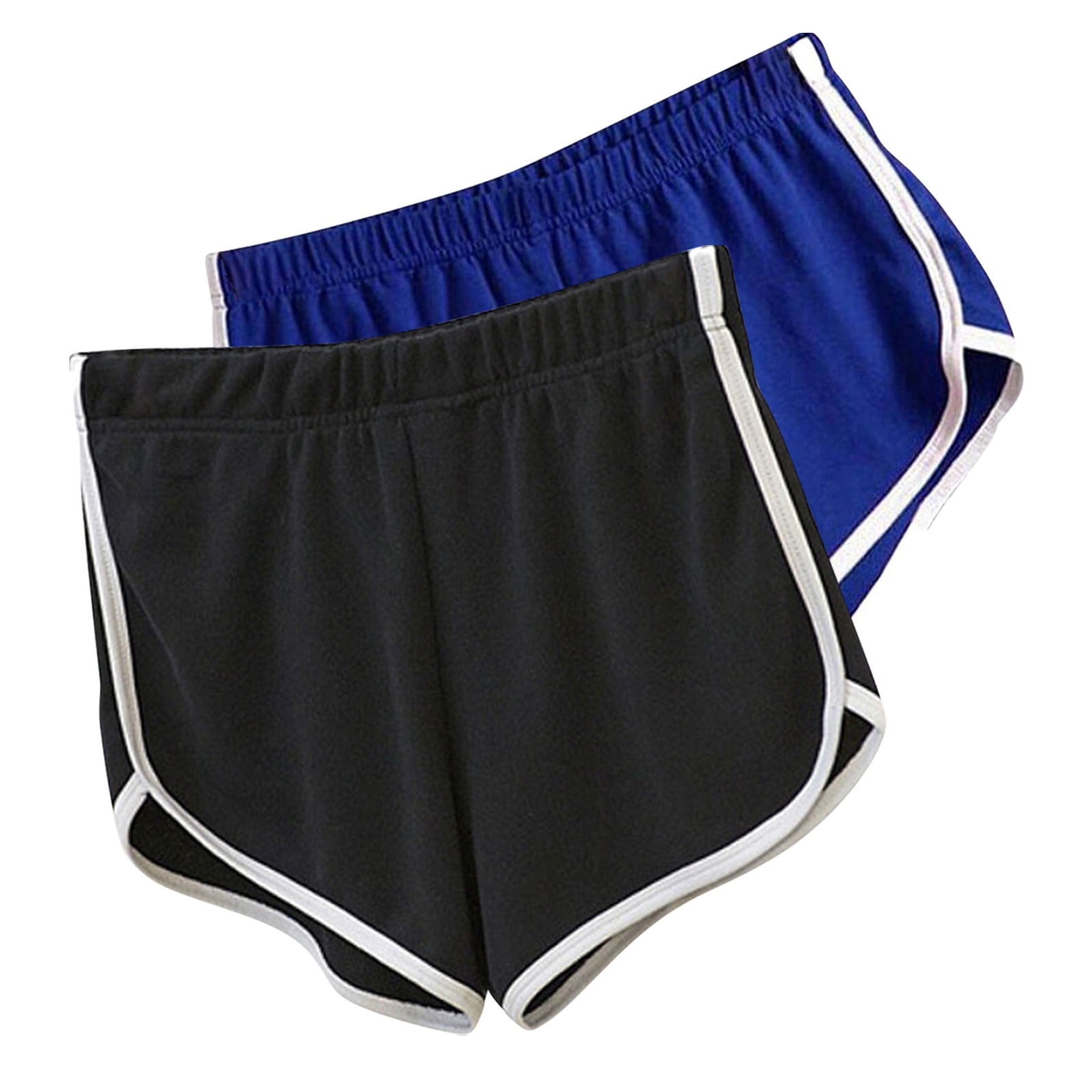 Aimik 2 Pack Women Contrast White Trim Athletic Shorts Elastic Waist ...