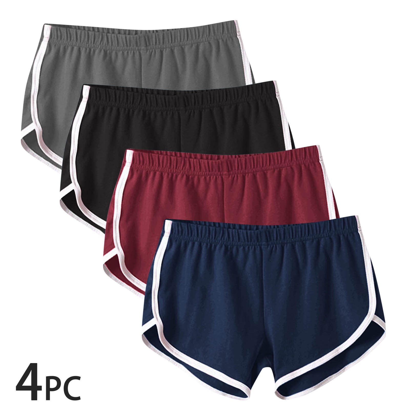 Aimik 4 Pack Women Casual Athletic Shorts Soft Elastic Waist Workout ...