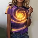 Aimik Galaxy Graphic Tee Shirts for Women Crew Neck Short Sleeve Loose ...