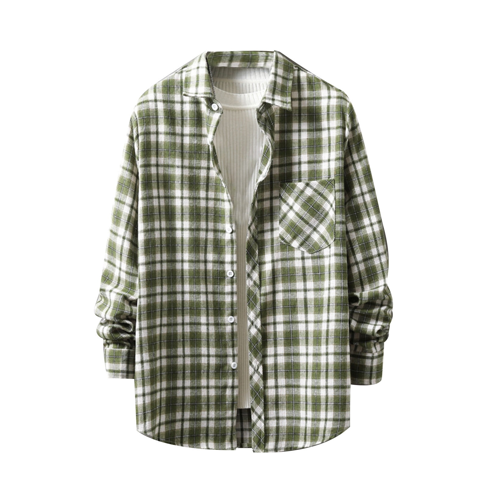 Aimik Hanes Flannel Shirt for Men 2025 Fashion Long Sleeve Plaid Button ...