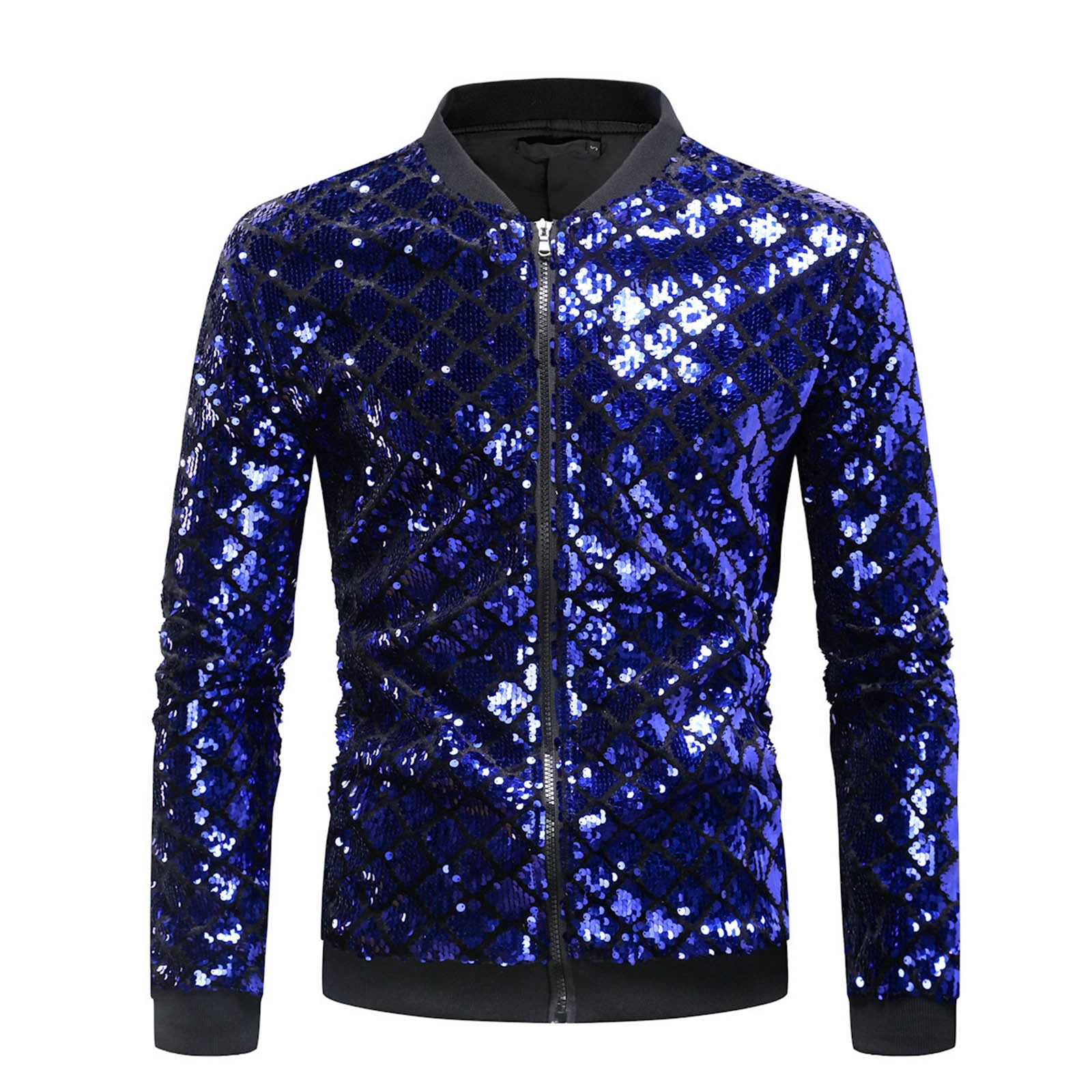 Aimik Hanes Men's 70S Disco Costume Party Sequin Metallic Varsity ...