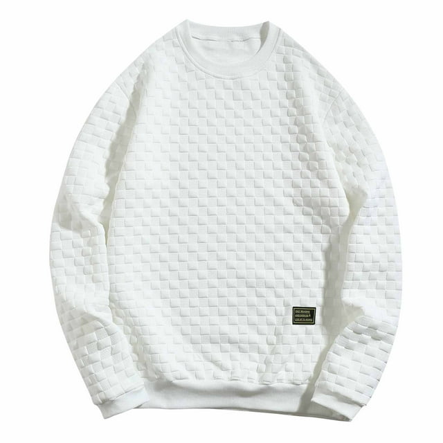 Aimik George Men's Crewneck Sweatshirts Solid Color Checkered 3D ...