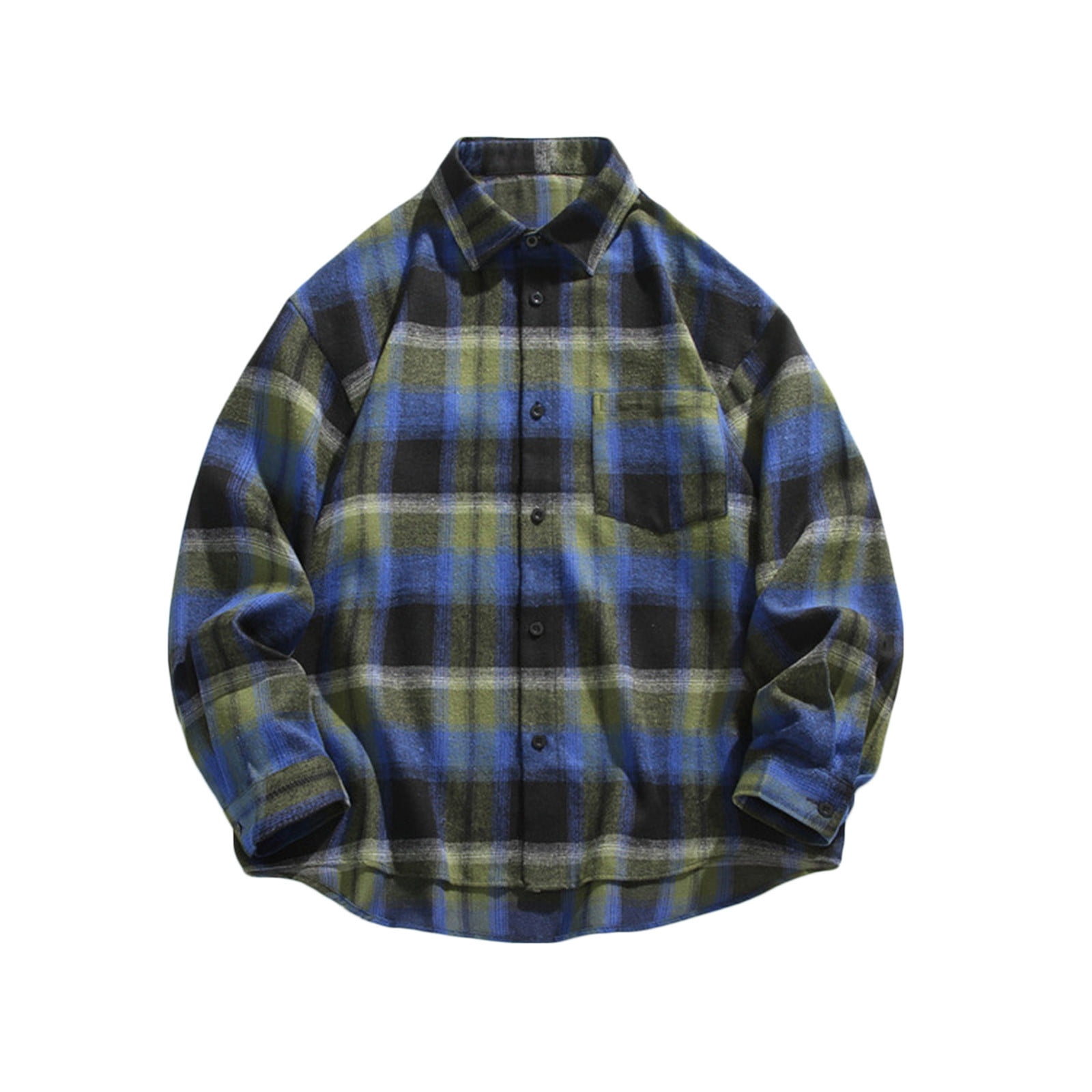 Aimik Hanes Mens Flannel Shirts Long Sleeve Plaid Button Down Shirt ...
