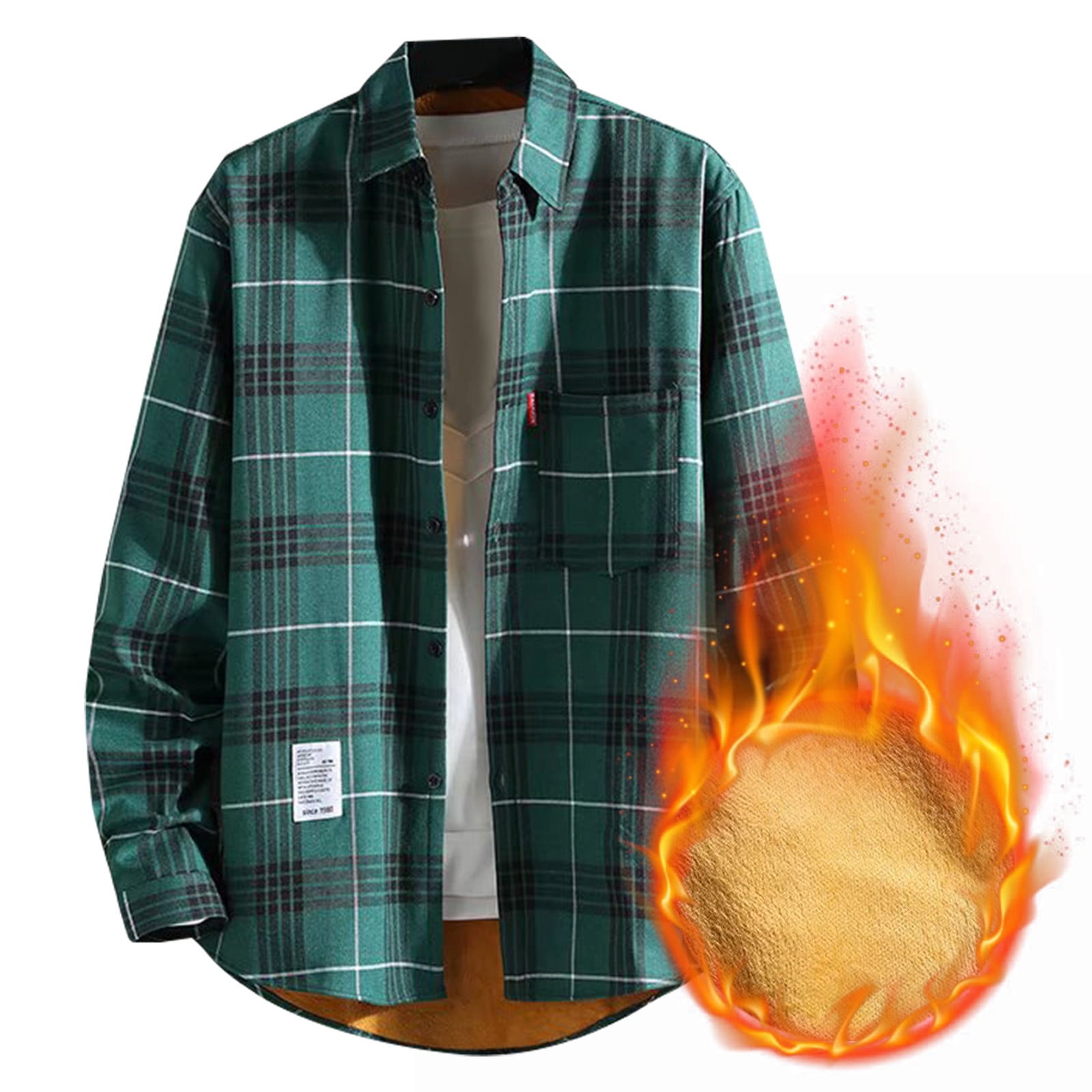 Aimik Hanes Mens Flannel Shirts Shackets Casual Button Down Long Sleeve ...