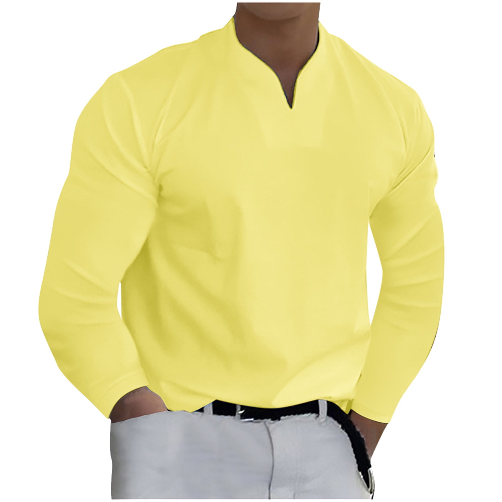 Aimik Hanes Mens Shirts Clearance,Mens Casual V Neck Tops Solid Color ...