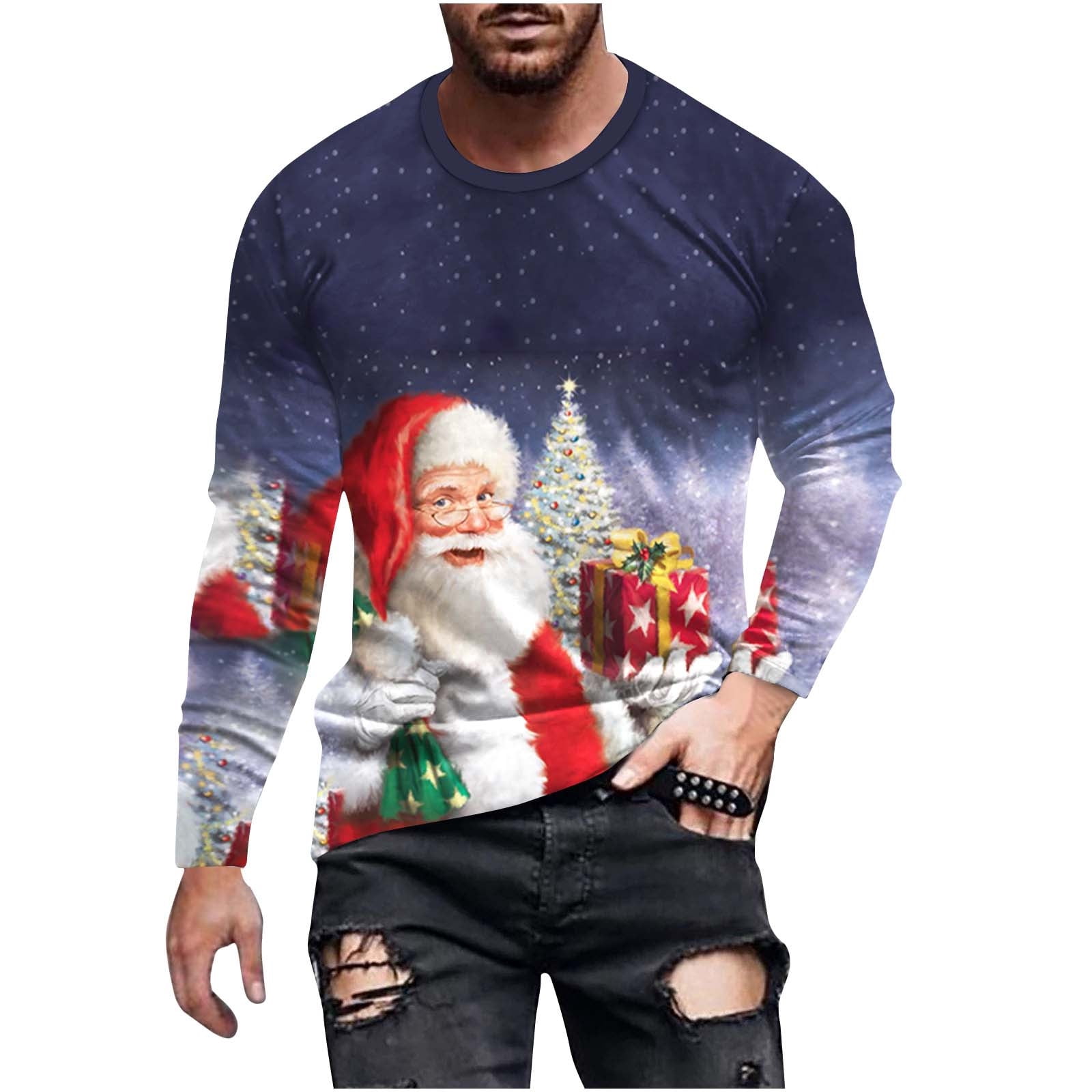 Aimik Hanes Merry Christmas Gnome Shirt for Men Long Sleeve Christmas ...