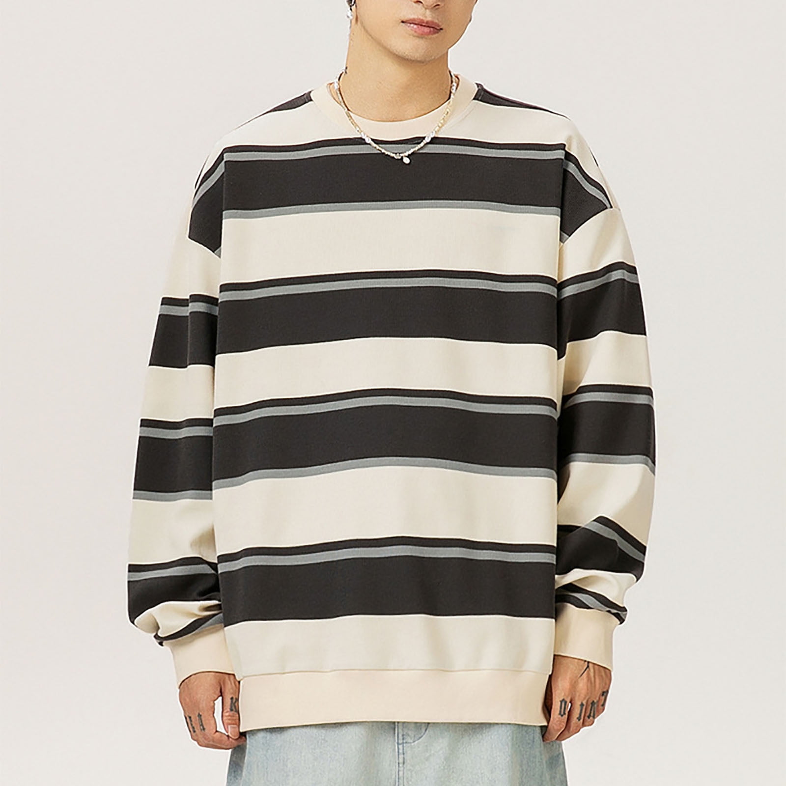 Aimik Hanes Oversized Sweatshirt for Women Men Striped Color Block ...